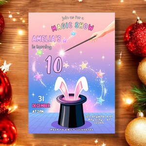 Magic Show Invitation, Birthday Party Invite, Magical Birthday Template ...