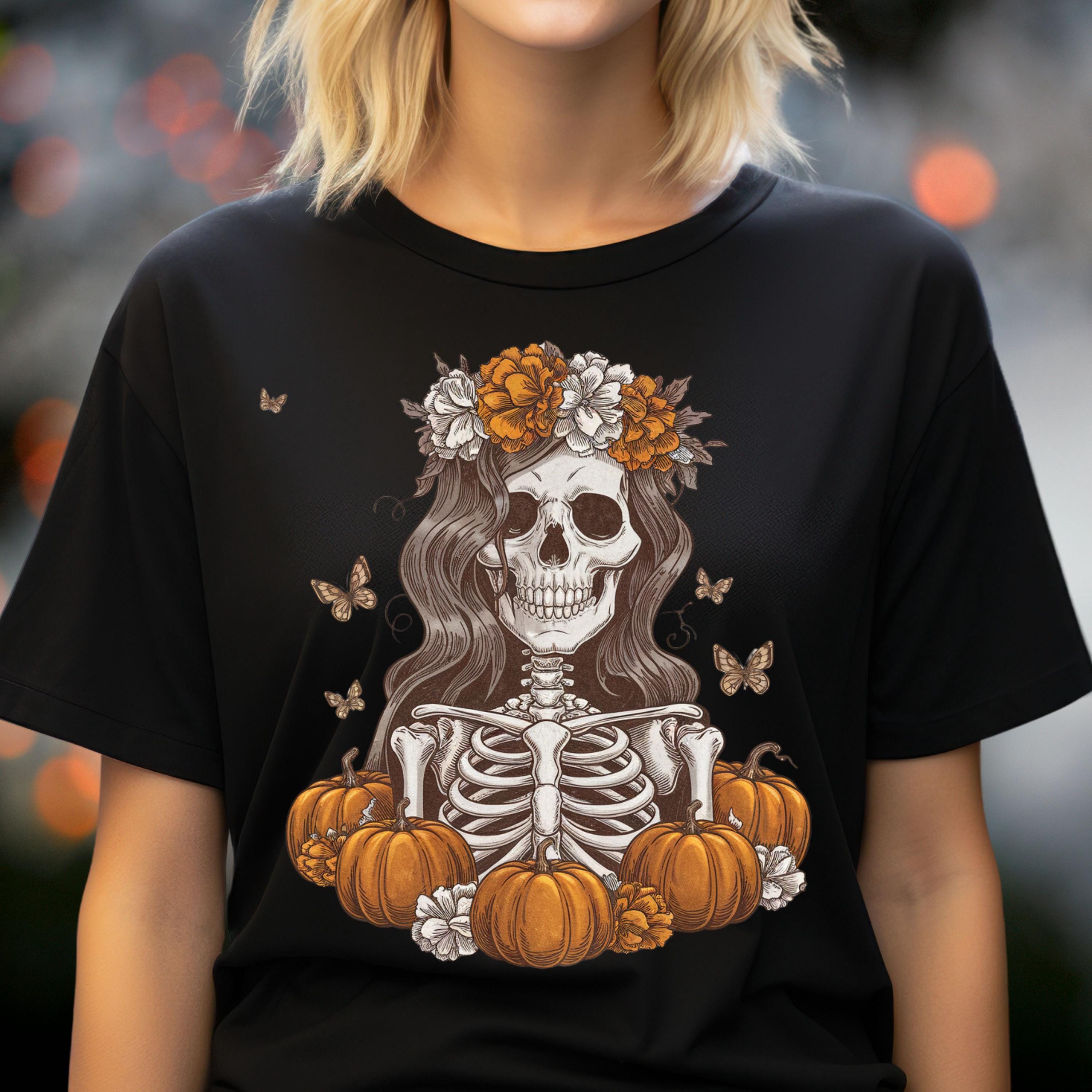 Retro Fall Skeleton PNG, Autumn Skull Clipart, Creepy Skeleton Design ...