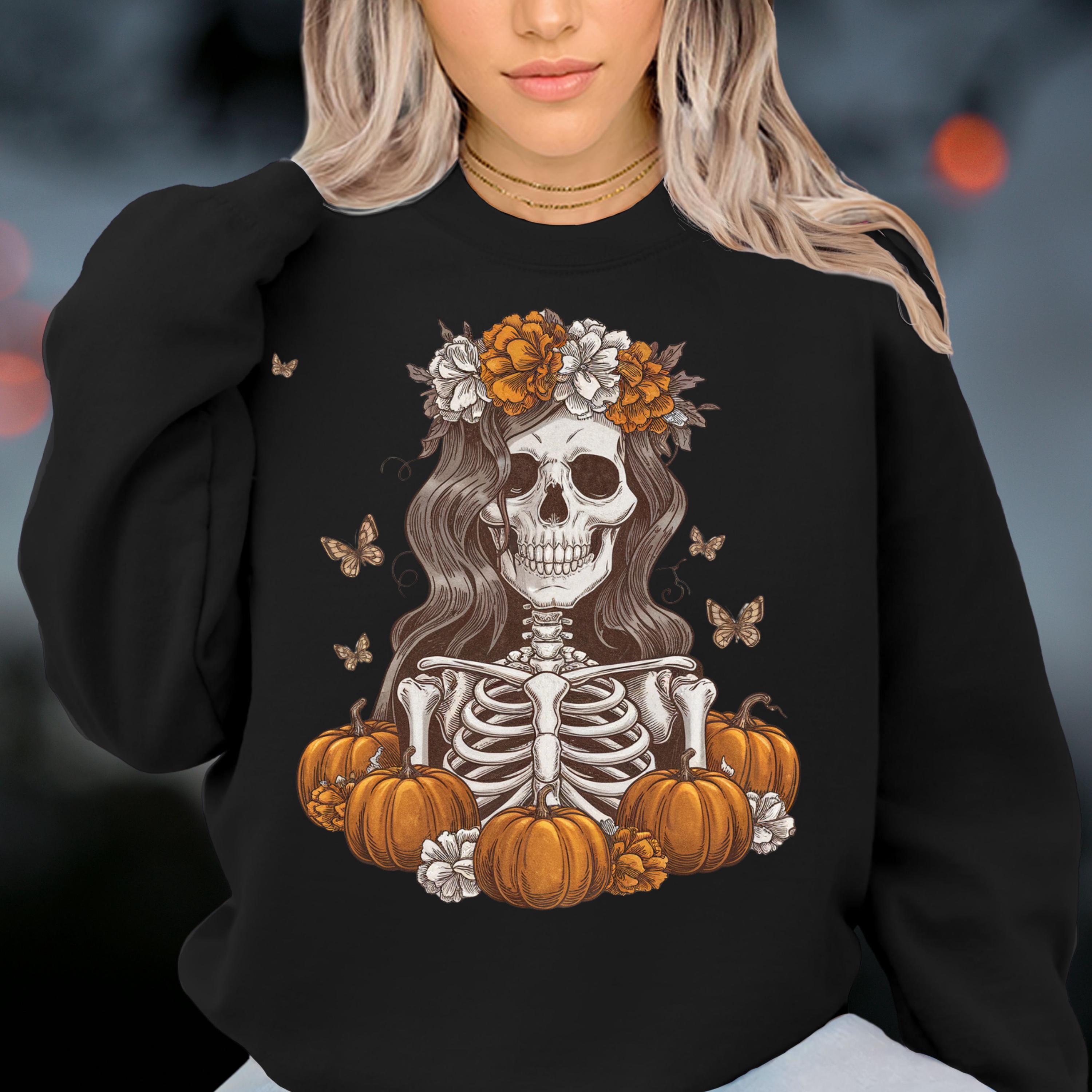 Retro Fall Skeleton PNG, Autumn Skull Clipart, Creepy Skeleton Design ...