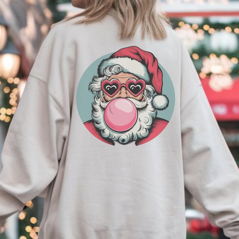 Retro Santa Christmas Blowing Bubble PNG Groovy Santa Digital Download ...