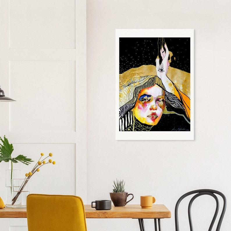 Gold Glam Poster Limited Edition Portrait Modern Wall Art Black ...