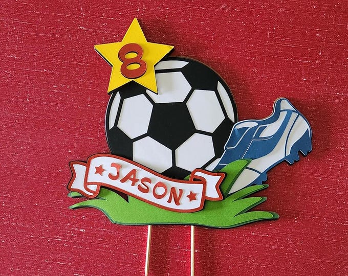 Soccer Themed Cake Topper, Soccer Party Cake Topper, Soccer Birthday ...