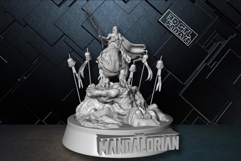 The Mandalorian With Dino 3D STL File Epic Star Wars Digital Model ...