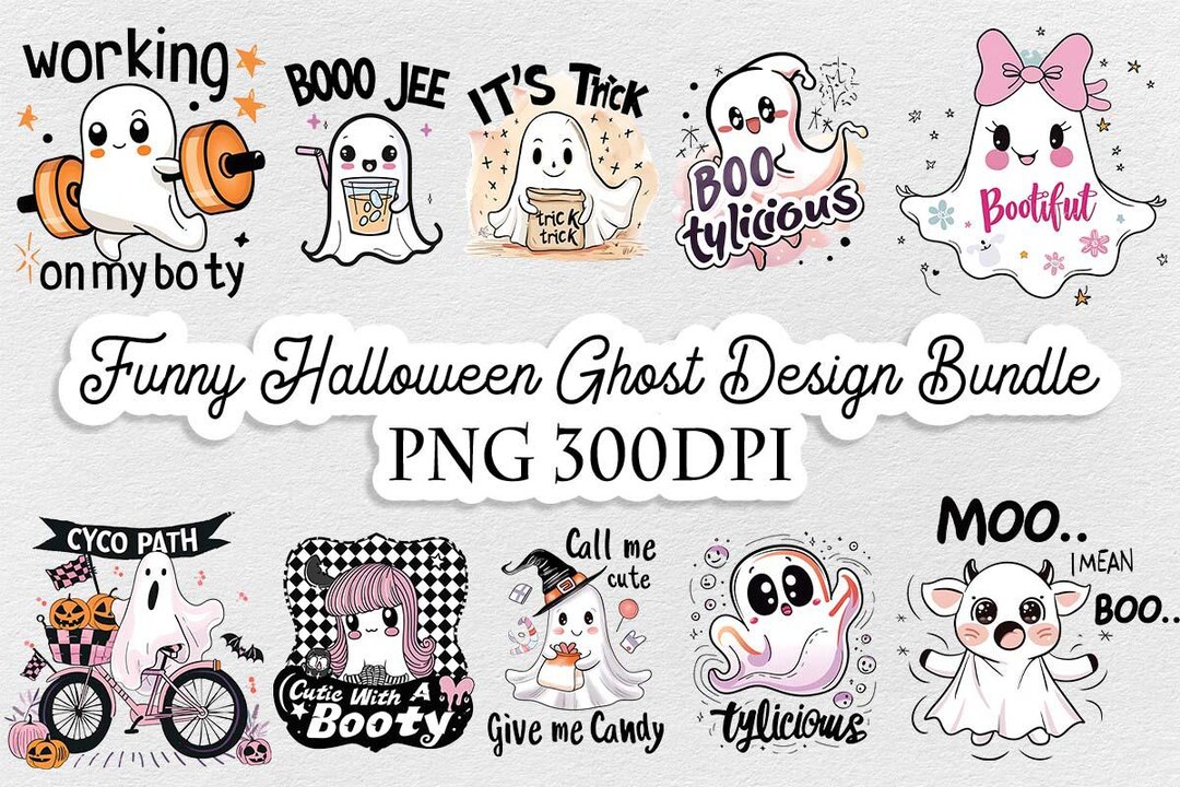 Funny Halloween Ghost Design Bundle Png - Etsy