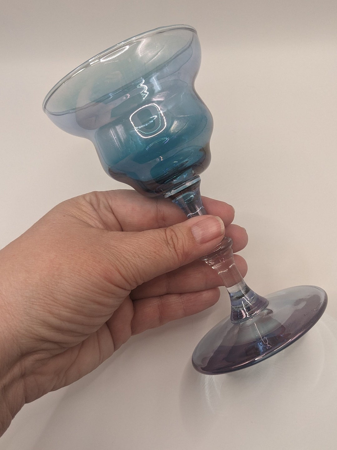 Vintage Blue Iridescent Cordial, Vintage Cocktail Stems, Iridescent ...