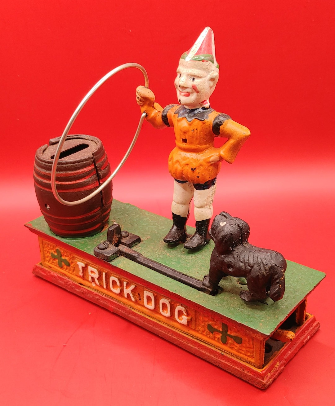 Antique Style Trick Dog Cast Iron Mechanical Bank Reproduction - Mid ...