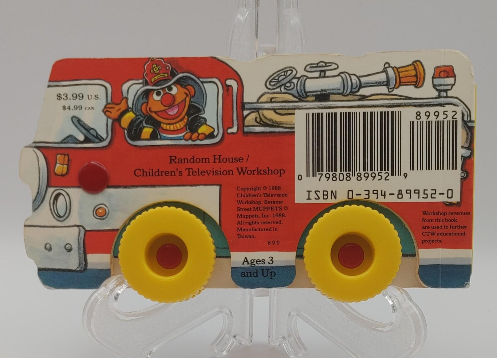 Vintage SESAME STREET Fire Truck Shaped Book W Wheel 1988 Muppets - Etsy