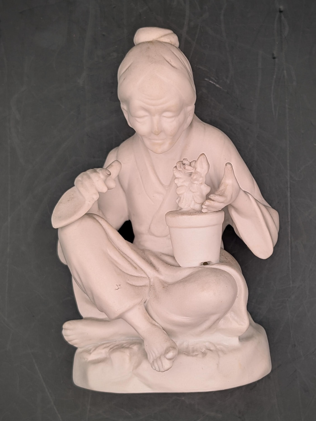 Vintage White Ceramic Gardening Old Lady Statue Figurine - Etsy