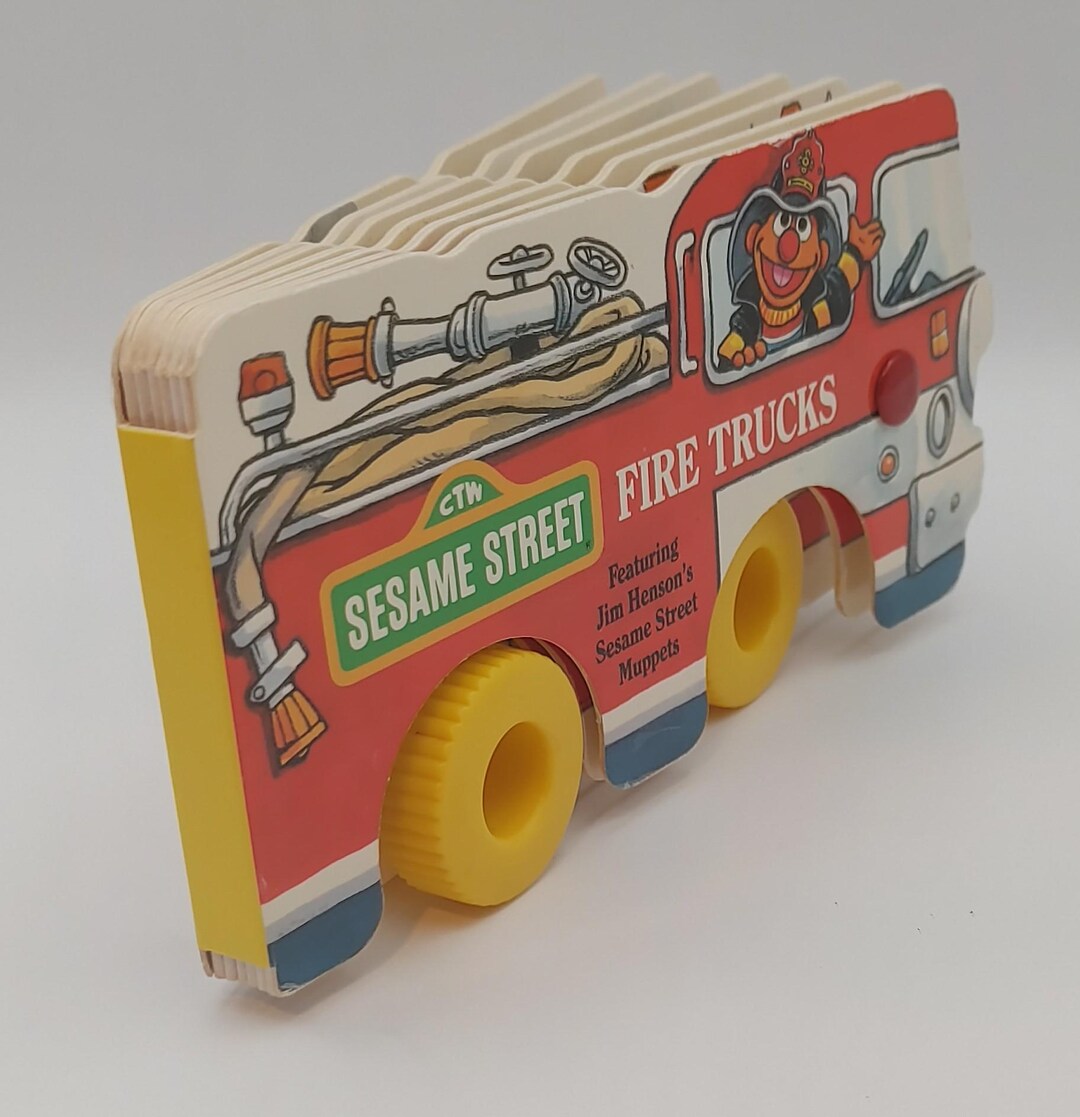 Vintage SESAME STREET Fire Truck Shaped Book W Wheel 1988 Muppets - Etsy