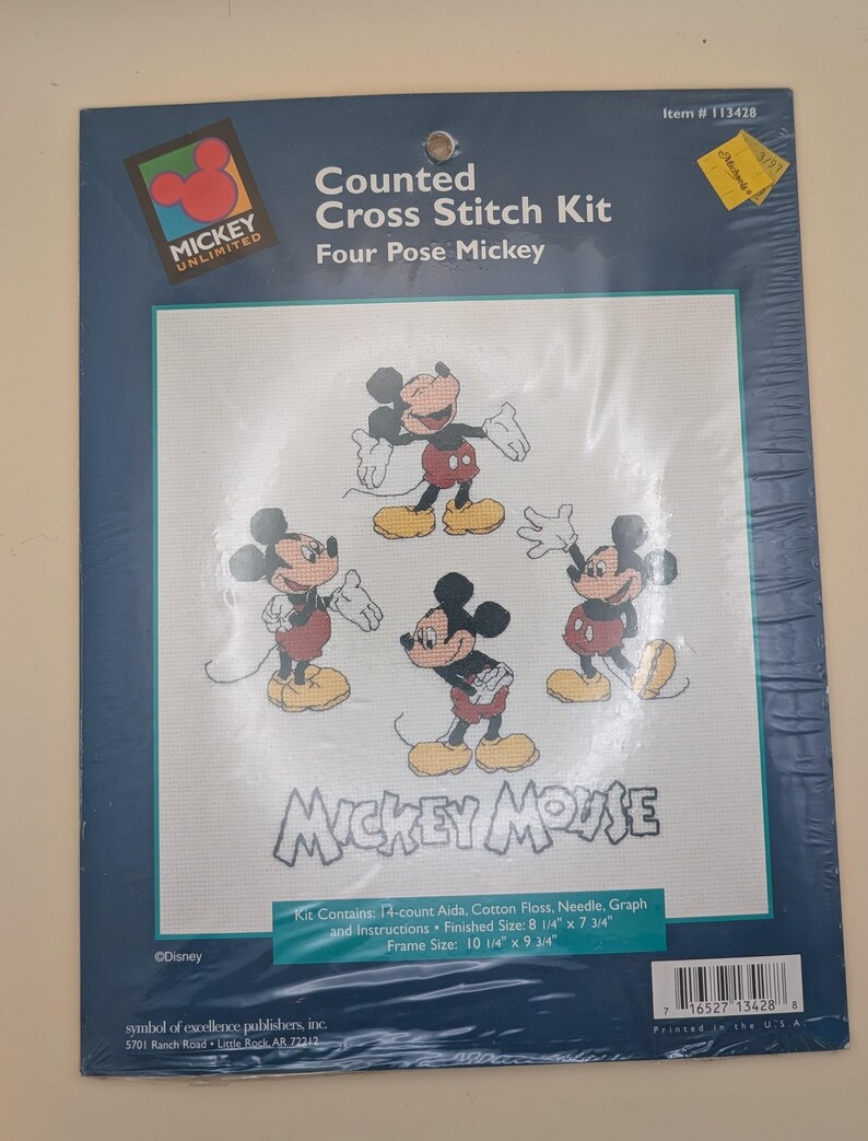 Vintage 1997 Disney Mickey Mouse Counted Cross Stitch Kit Sealed NIP ...