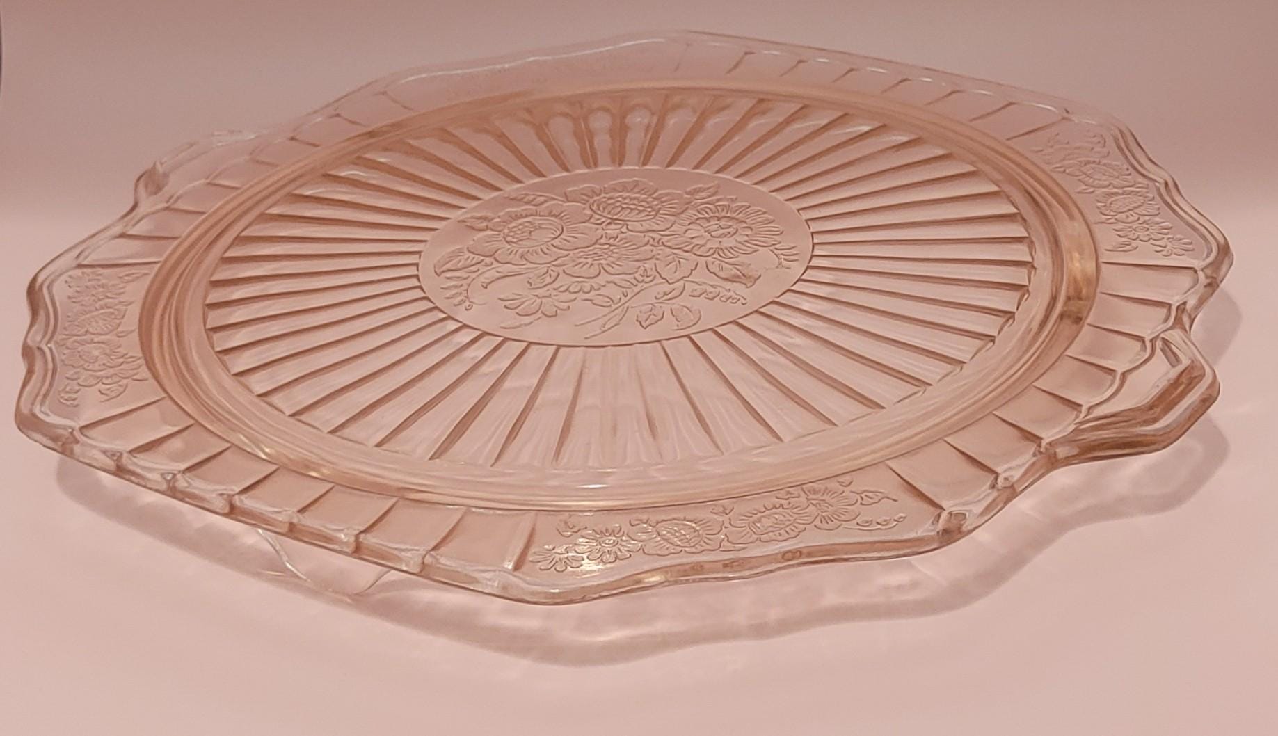 Anchor Hocking Mayfair Open Rose Pink Depression Glass Cake Plate - Etsy