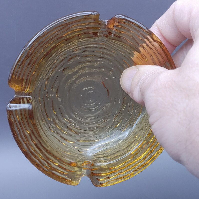 Vintage Anchor Hocking Soreno Amber Tree Bark Glass Ashtray – 4” & 6.25 ...