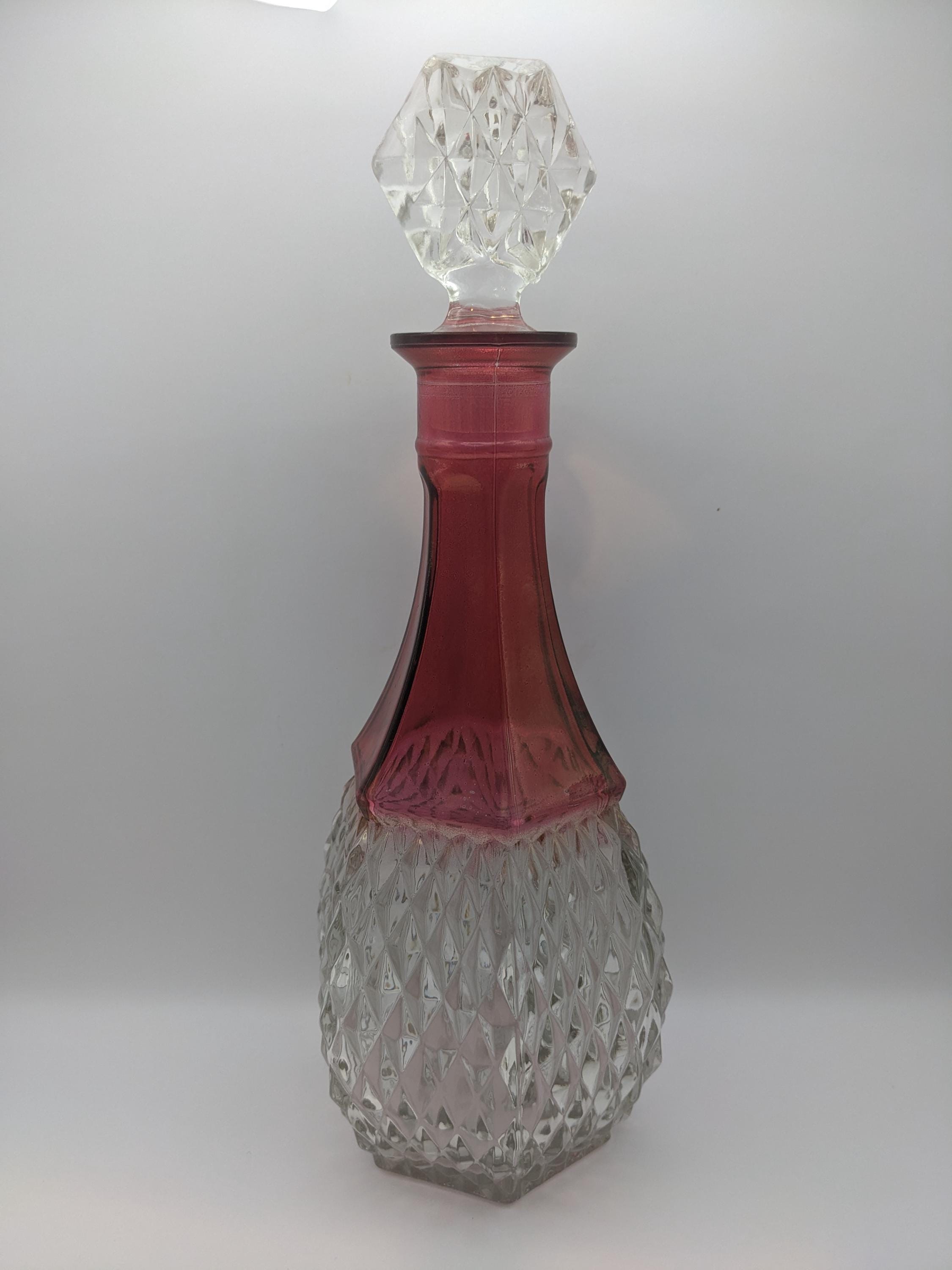 Vintage Indiana Glass Ruby Red Crystal Art Glass Decanter Set With 4 ...