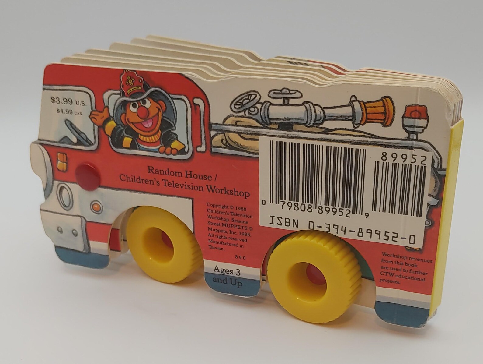 Vintage SESAME STREET Fire Truck Shaped Book W Wheel 1988 Muppets - Etsy