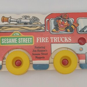 Vintage SESAME STREET Fire Truck Shaped Book W Wheel 1988 Muppets - Etsy