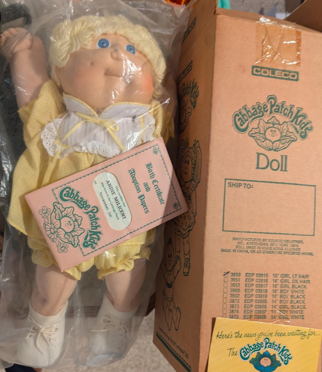 1983 Cabbage Patch Kids Preemie Girl – Style #3950 – Green Signature ...