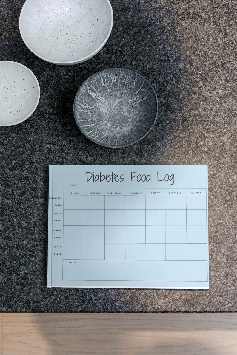 Diabetes Food Log, Printable Meal Planner, Carb Tracking Chart ...