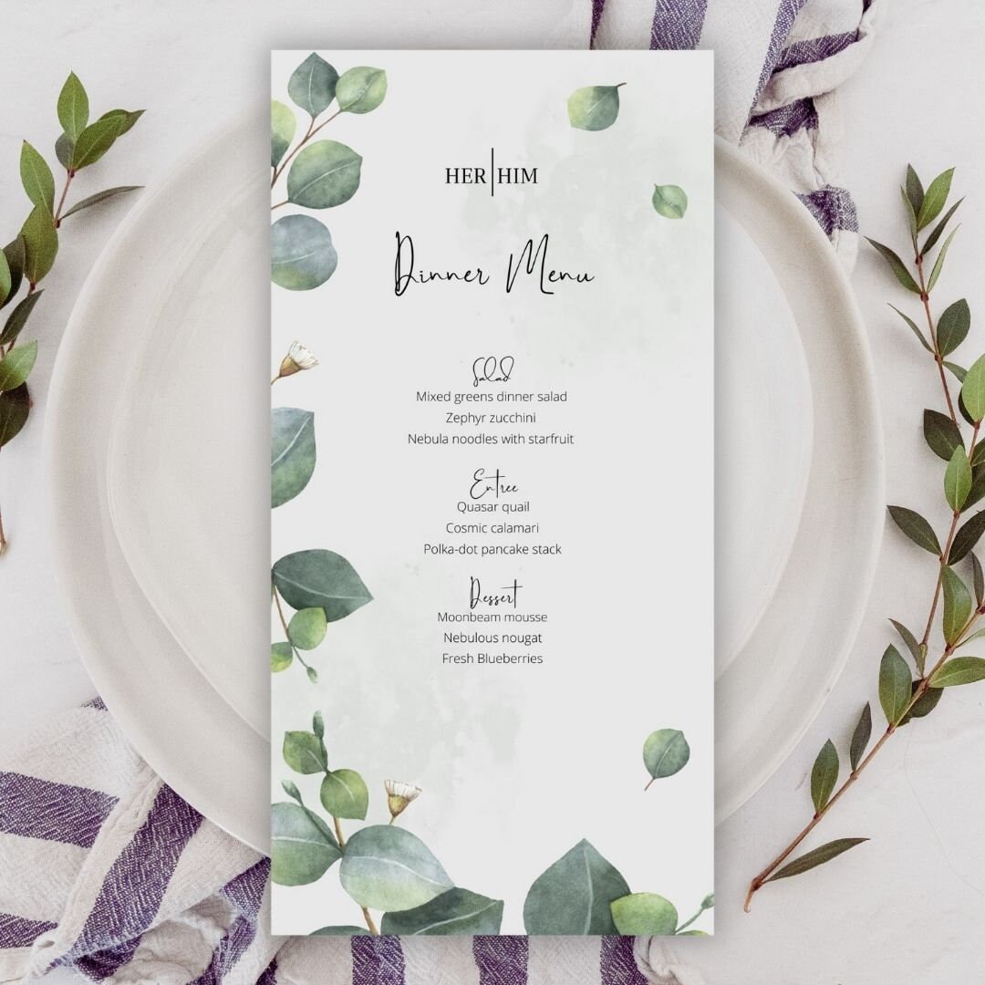 Editable Watercolor Wedding Dinner Menu Template Package. - Etsy