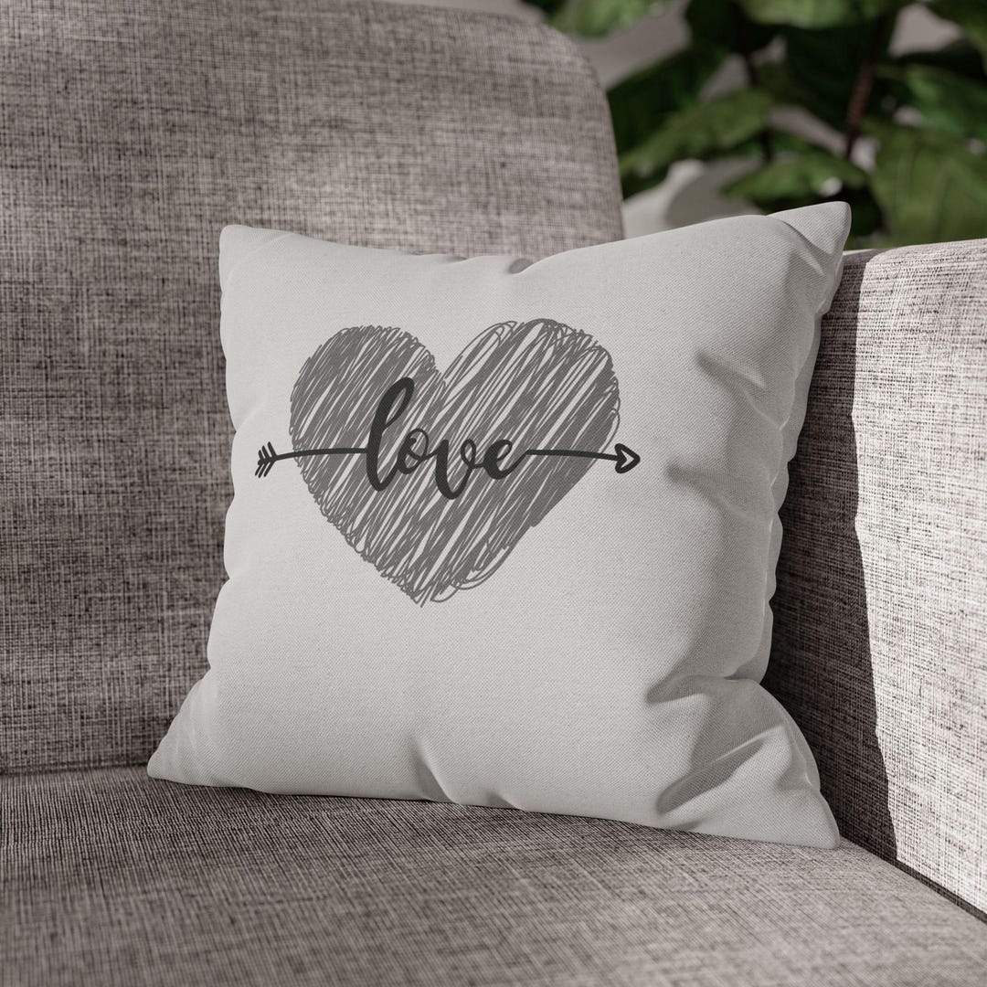 Sketch Heart With Arrow Love Pillowcase | Square Pillowcase - Etsy