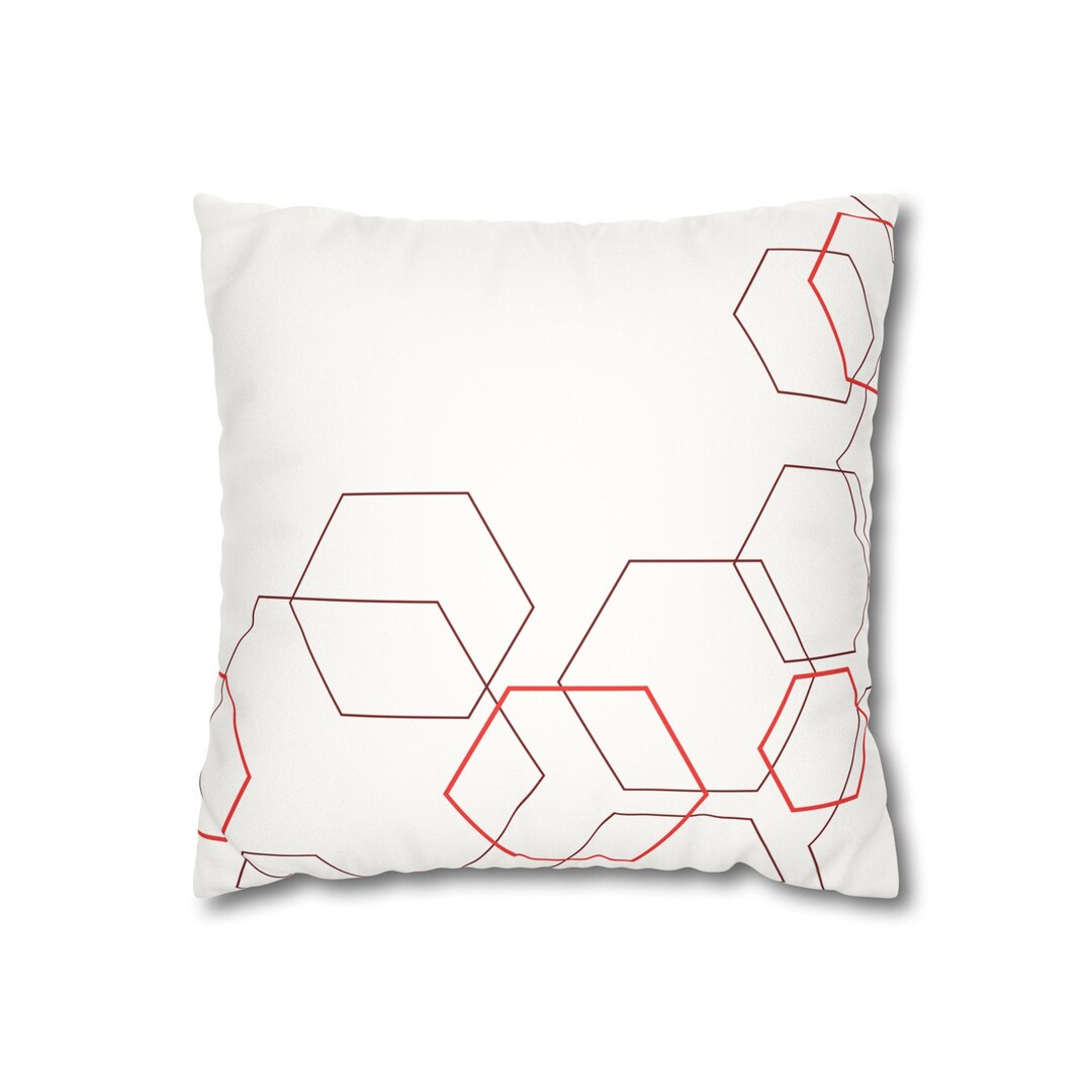 Geometric Hexagon Line Pattern Faux Suede Pillowcase | Square Pillow - Etsy