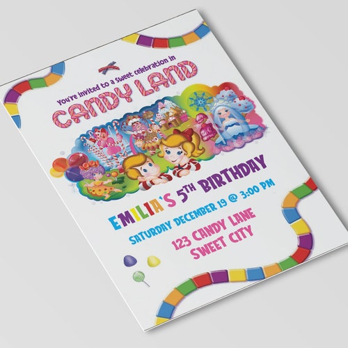Candyland Digital Birthday Invitation Candy Land Instant - Etsy