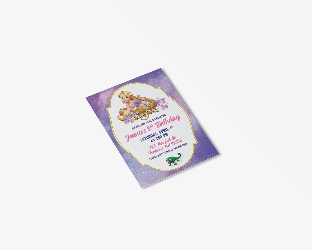 TANGLED Rapunzel Birthday Party Invite | Purple Pink Flynn | Custom ...
