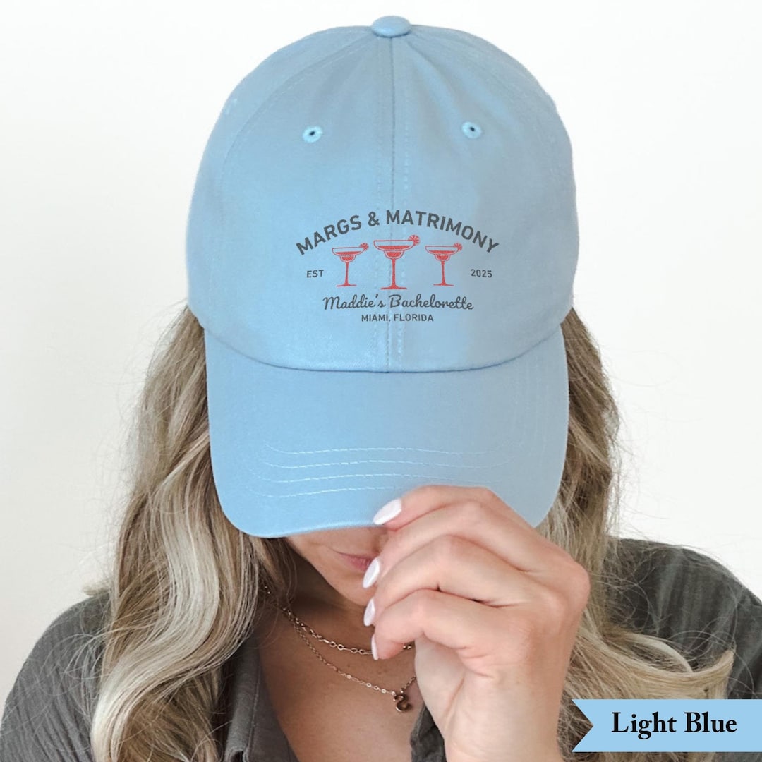 Custom Embroidered Margs & Matrimony Bachelorette Party Hat ...