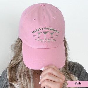 Custom Embroidered Margs & Matrimony Bachelorette Party Hat ...