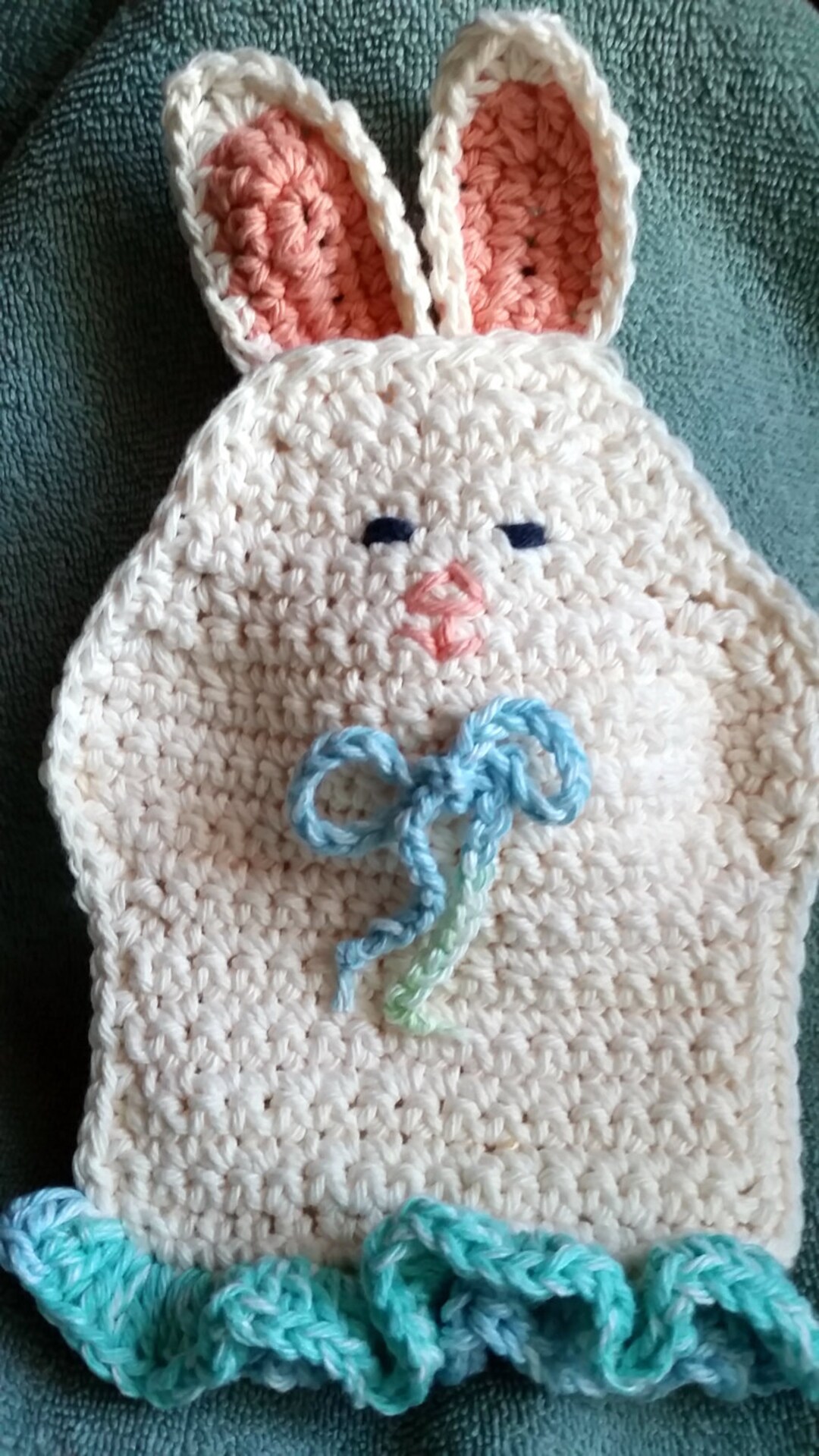 Kids Bath Mitt - Bunny Rabbit Bath Mitt - Crocheted, Baby Gift, Baby ...