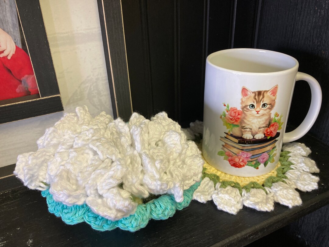 Handmade Flower Pot Coaster Set Set of 4 Eco-friendly Coasters Home ...