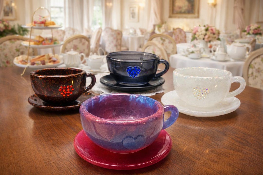 Handcrafted Miniature Teacup Set, Shimmering Heart Decor - Etsy