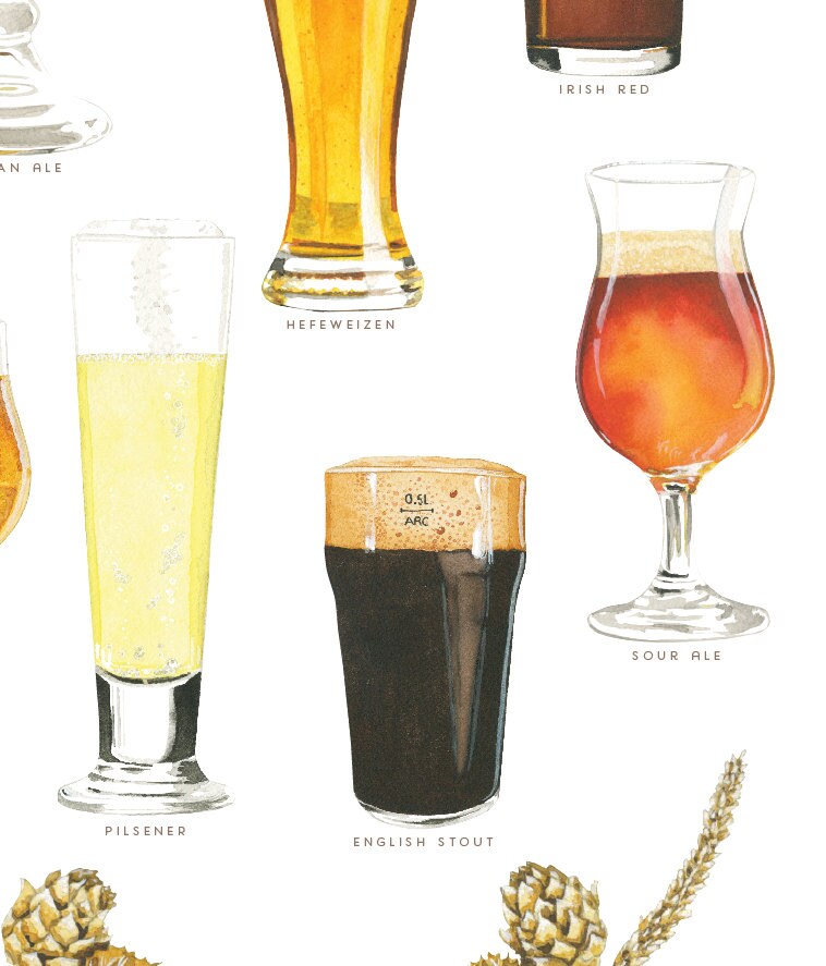 Craft Beer Watercolor Illustration Poster - Etsy
