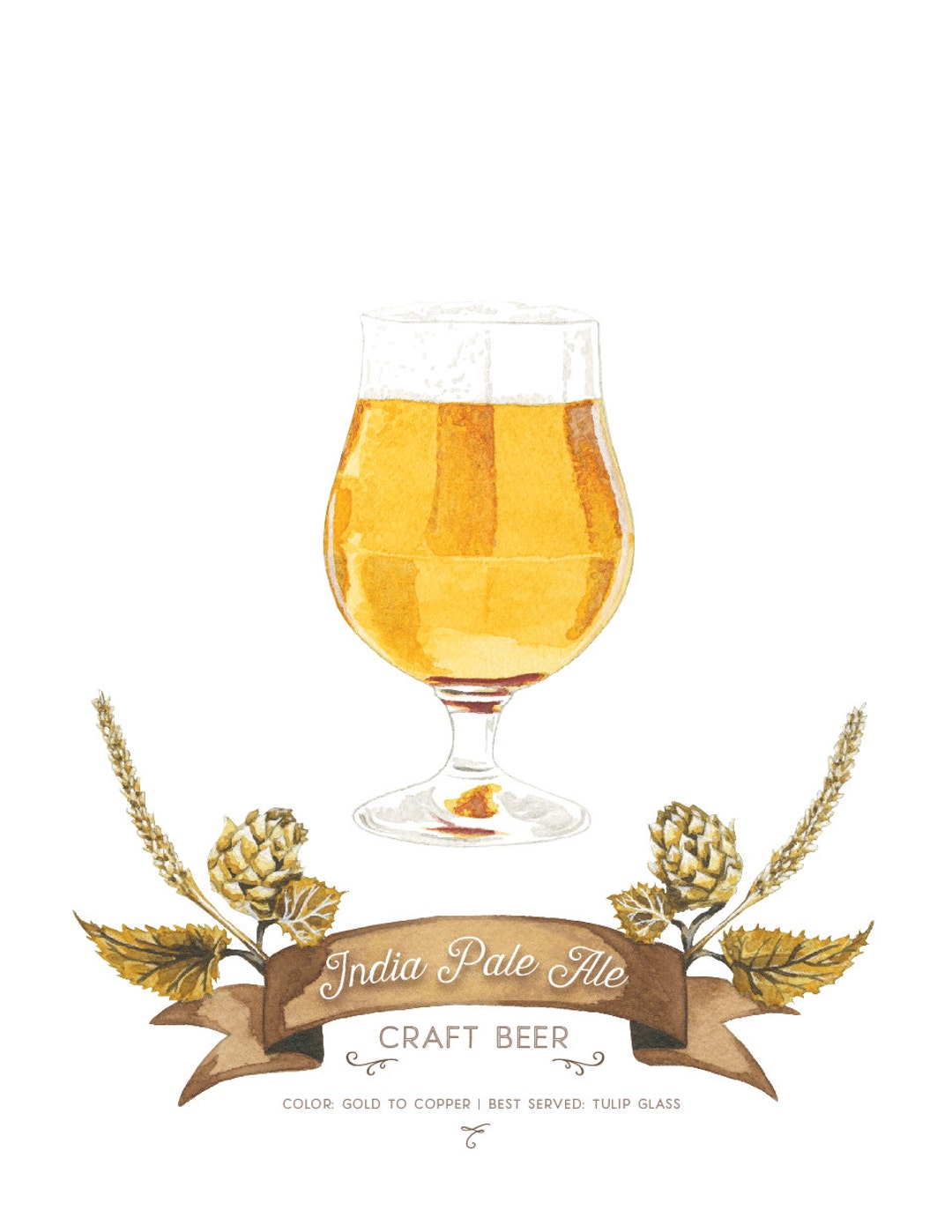 IPA Craft Beer Watercolor Illustration - Etsy