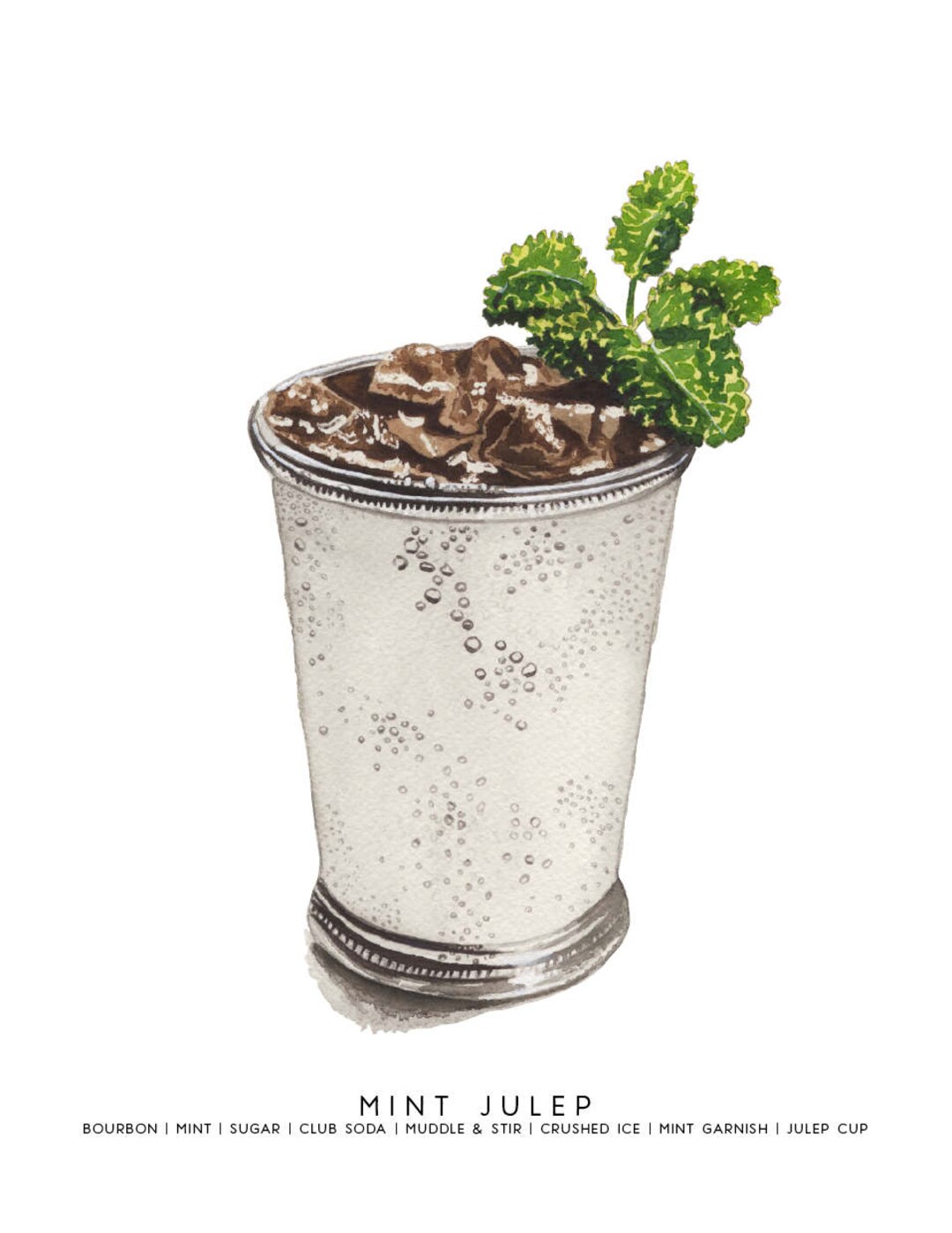 Mint Julep Watercolor Illustration Print - Etsy