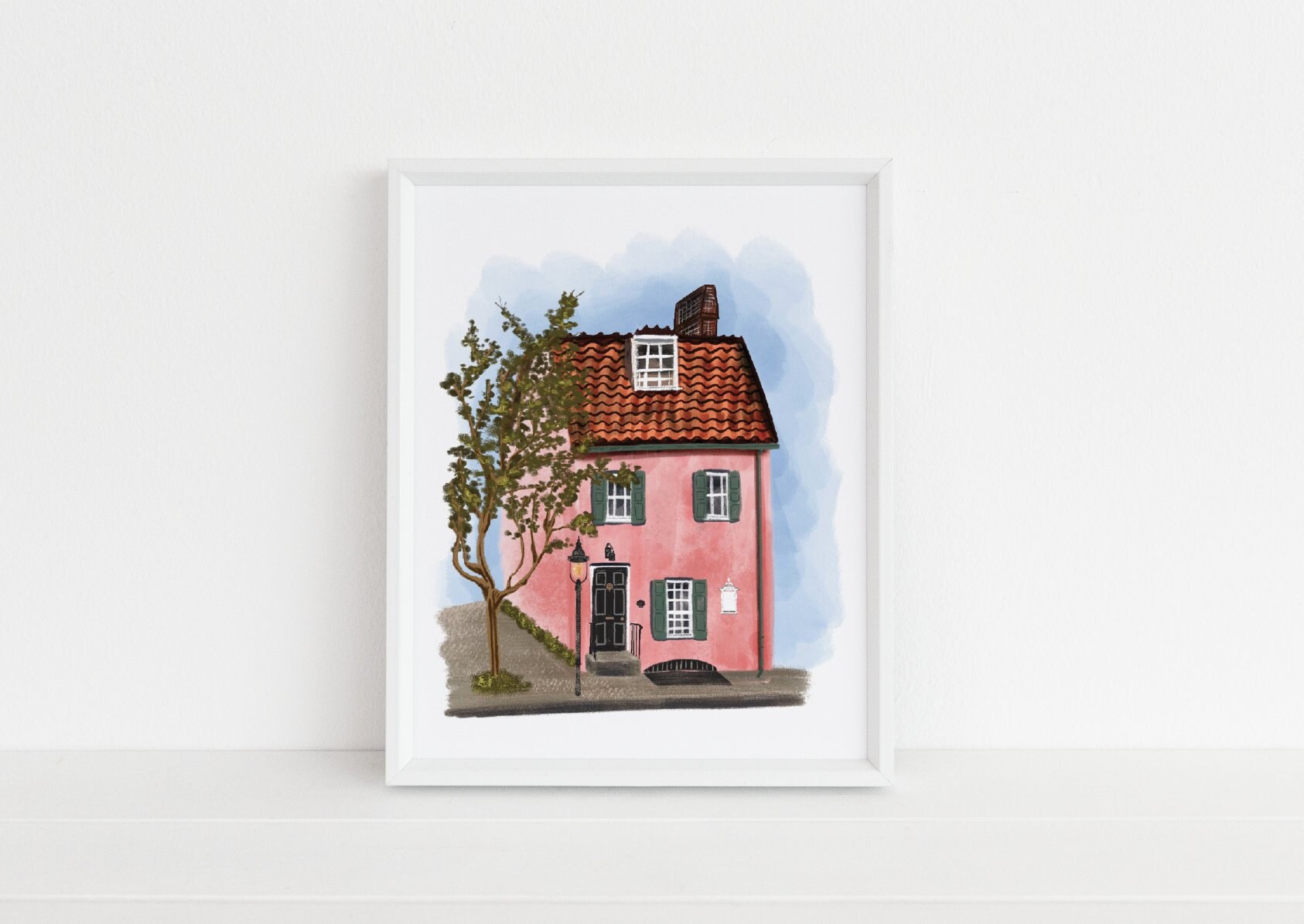 Pink House Digital Illustration - Etsy