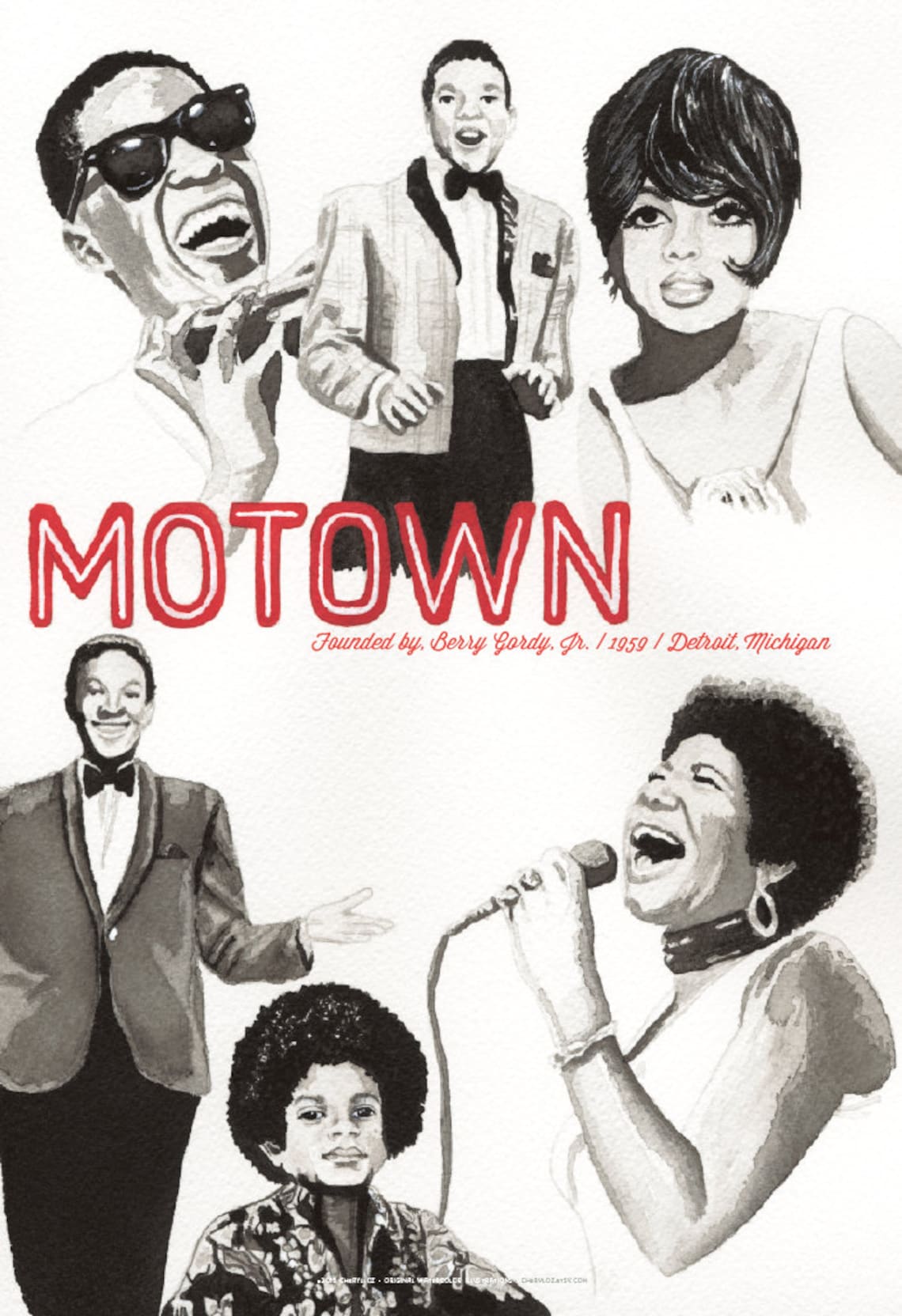 Motown Detroit Watercolor Illustration Poster - Etsy