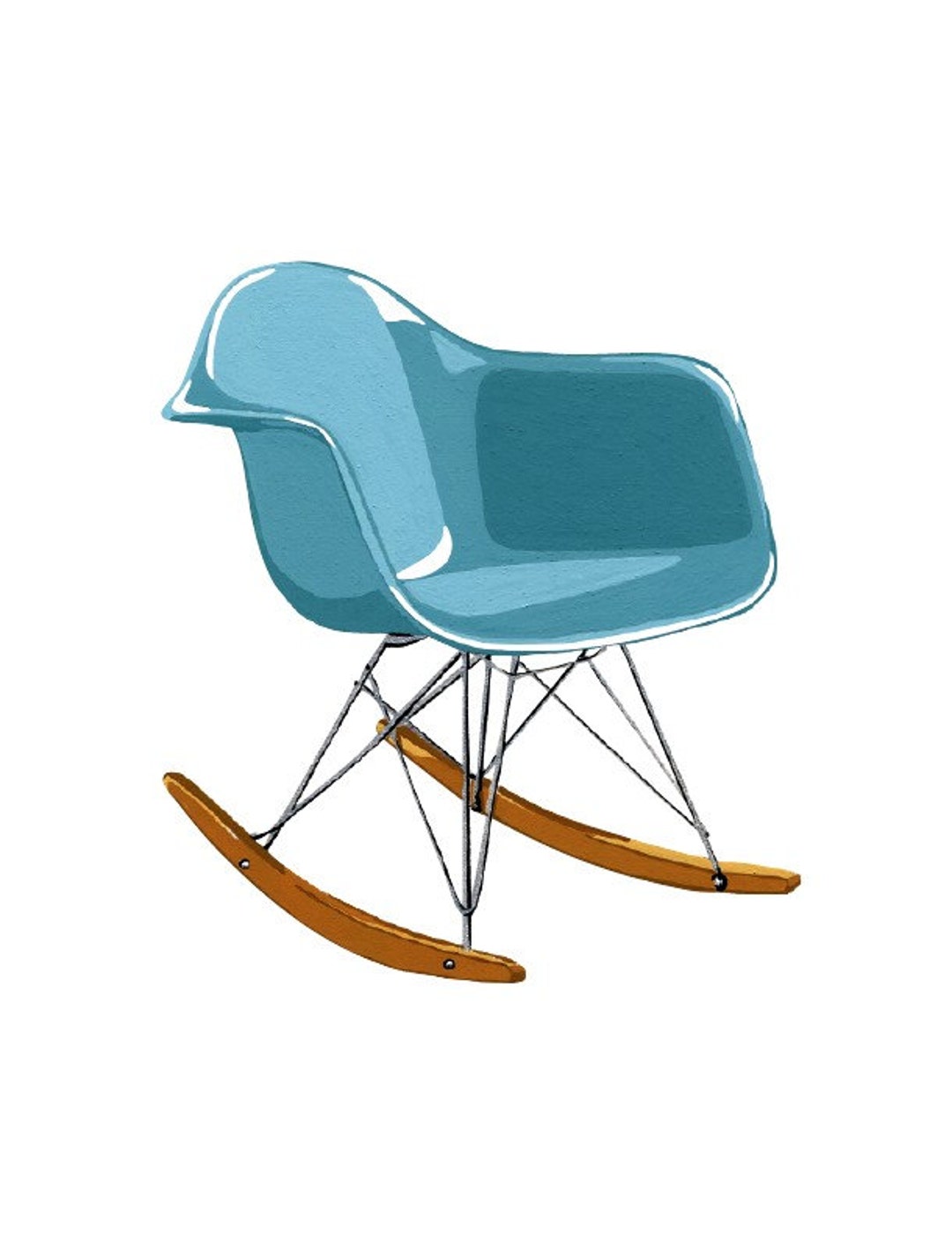 Turquoise Molded Plastic Rocker Chair Print - Etsy