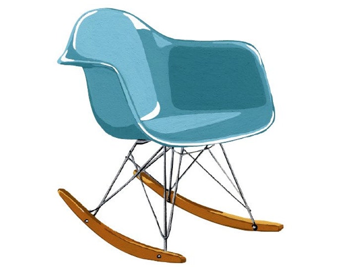 Turquoise Molded Plastic Rocker Chair Print - Etsy