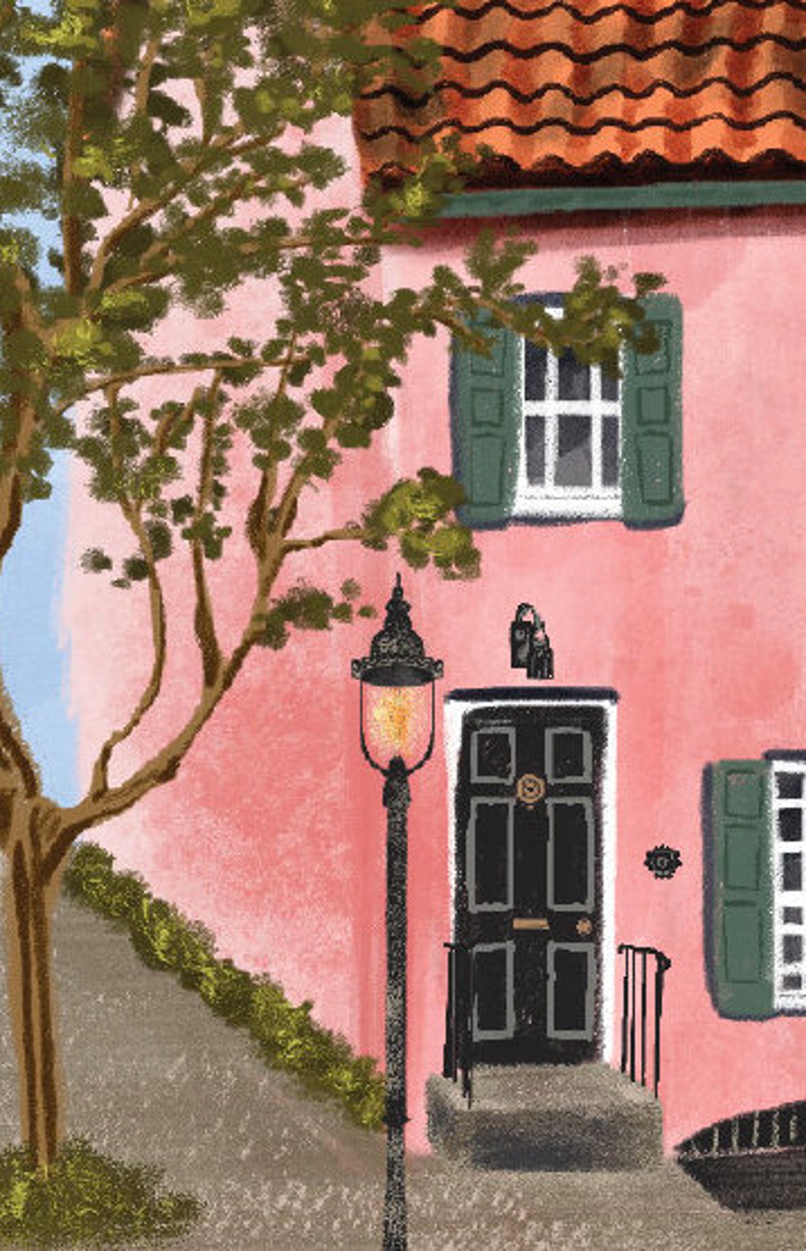 Pink House Digital Illustration - Etsy
