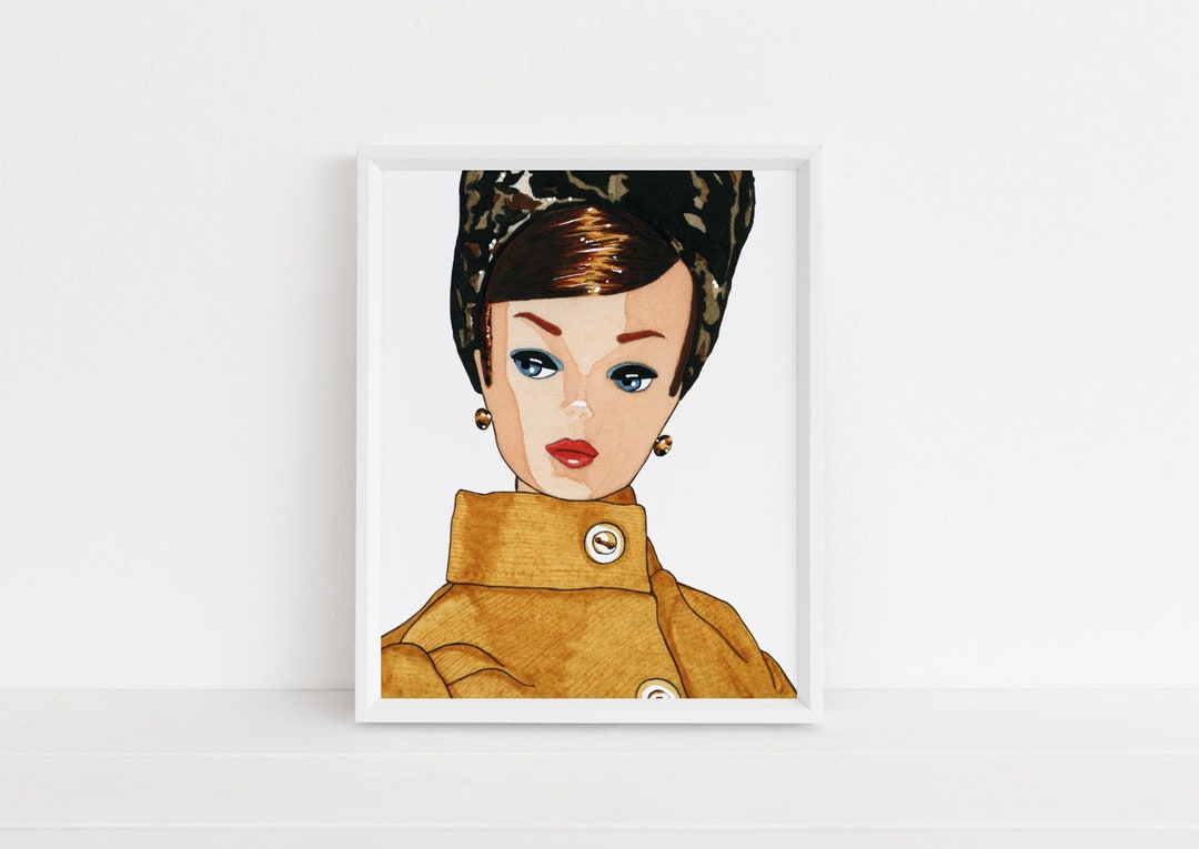 Mustard Topper Vintage Barbie Watercolor Art Print - Etsy