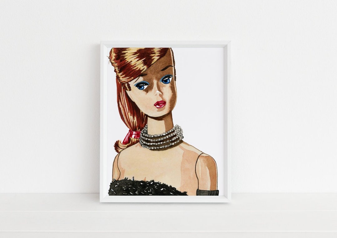 Pearl Necklace Barbie Watercolor Print - Etsy