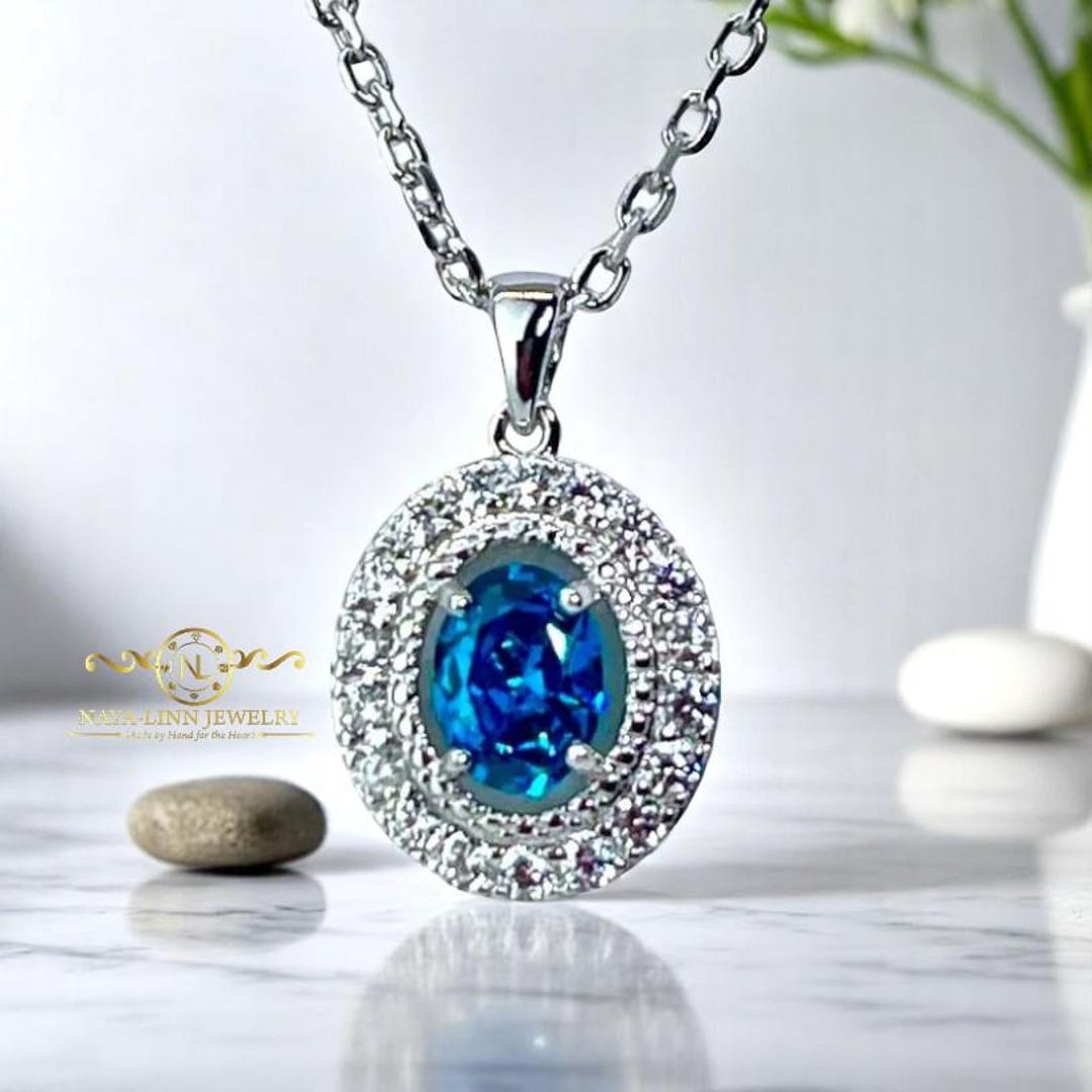 Phoebe Necklace | Oval Shaped Diamond Simulant | Rhodium Over 925 ...