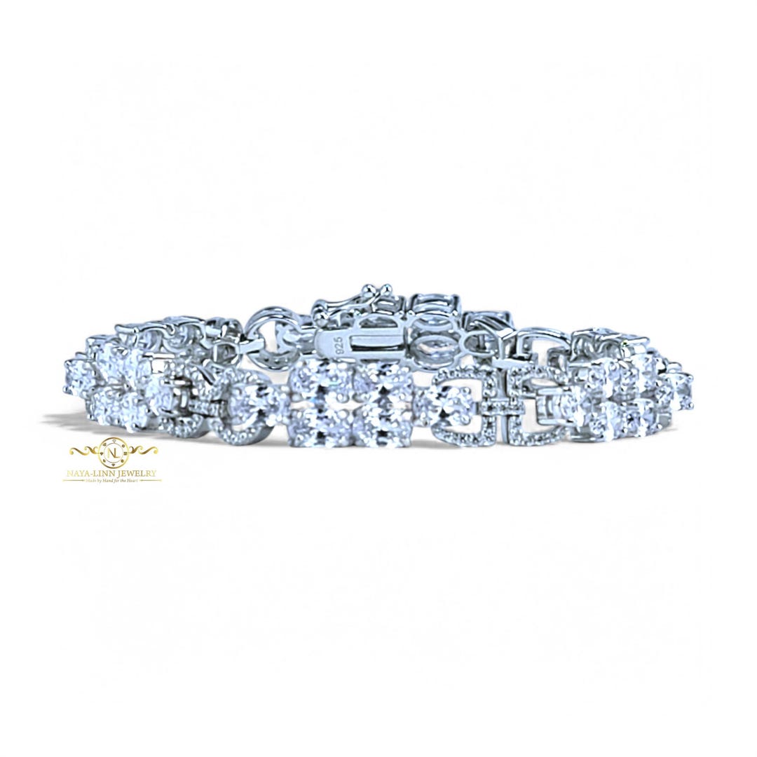 Vera Bracelet | Oval Shaped Bracelet | Diamond Simulant Link Bangle ...