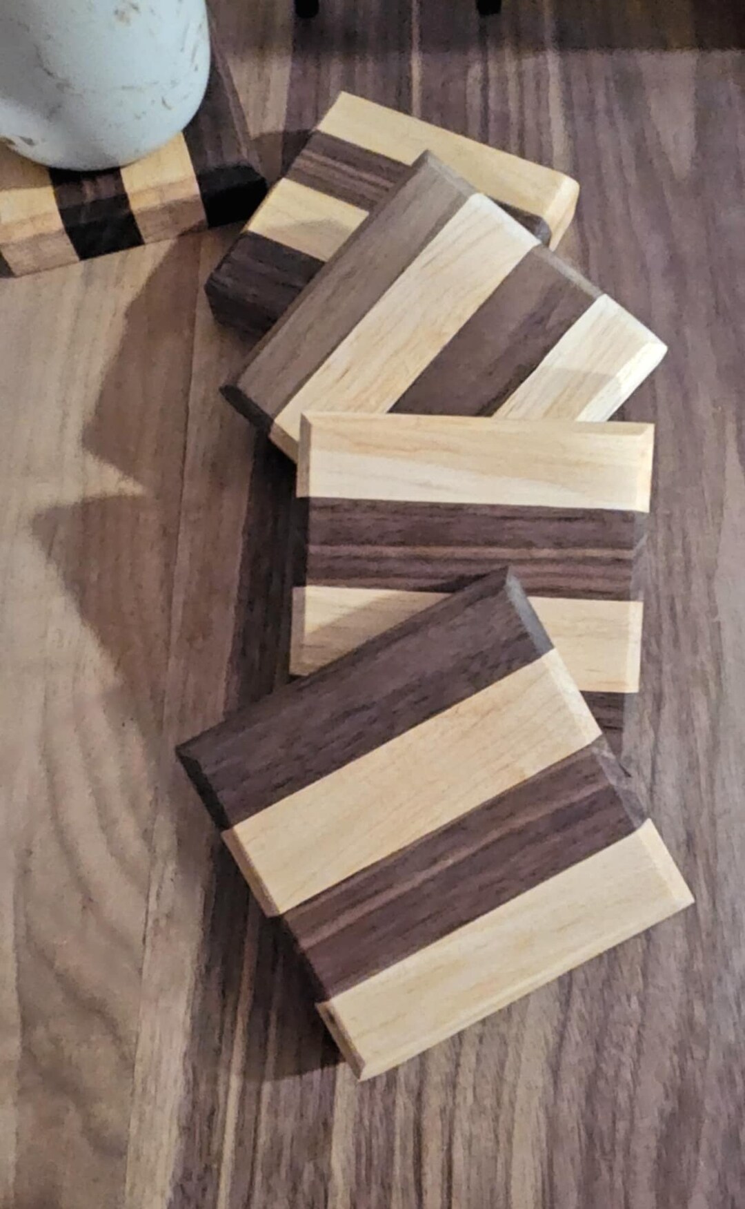 Laminated Wood Coaster, Maple & Walnut Drink Holder, Beautiful Square ...