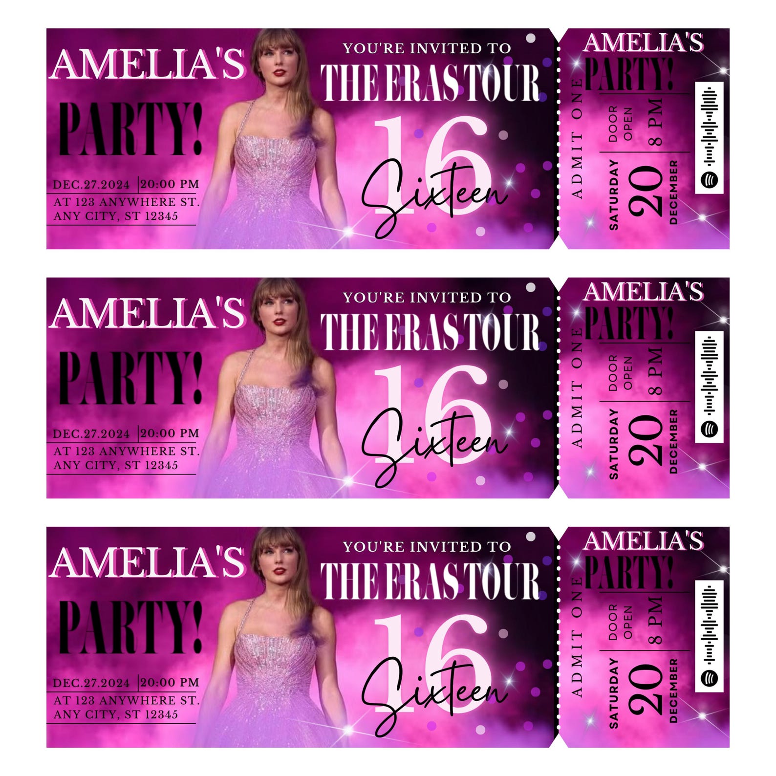 Taylor Swift Birthday Invitation | Editable Ticket Template | Swifties ...