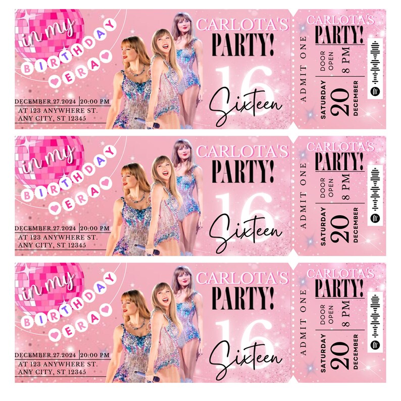 Taylor Swift Birthday Invitation | Editable Ticket Template | Swifties ...