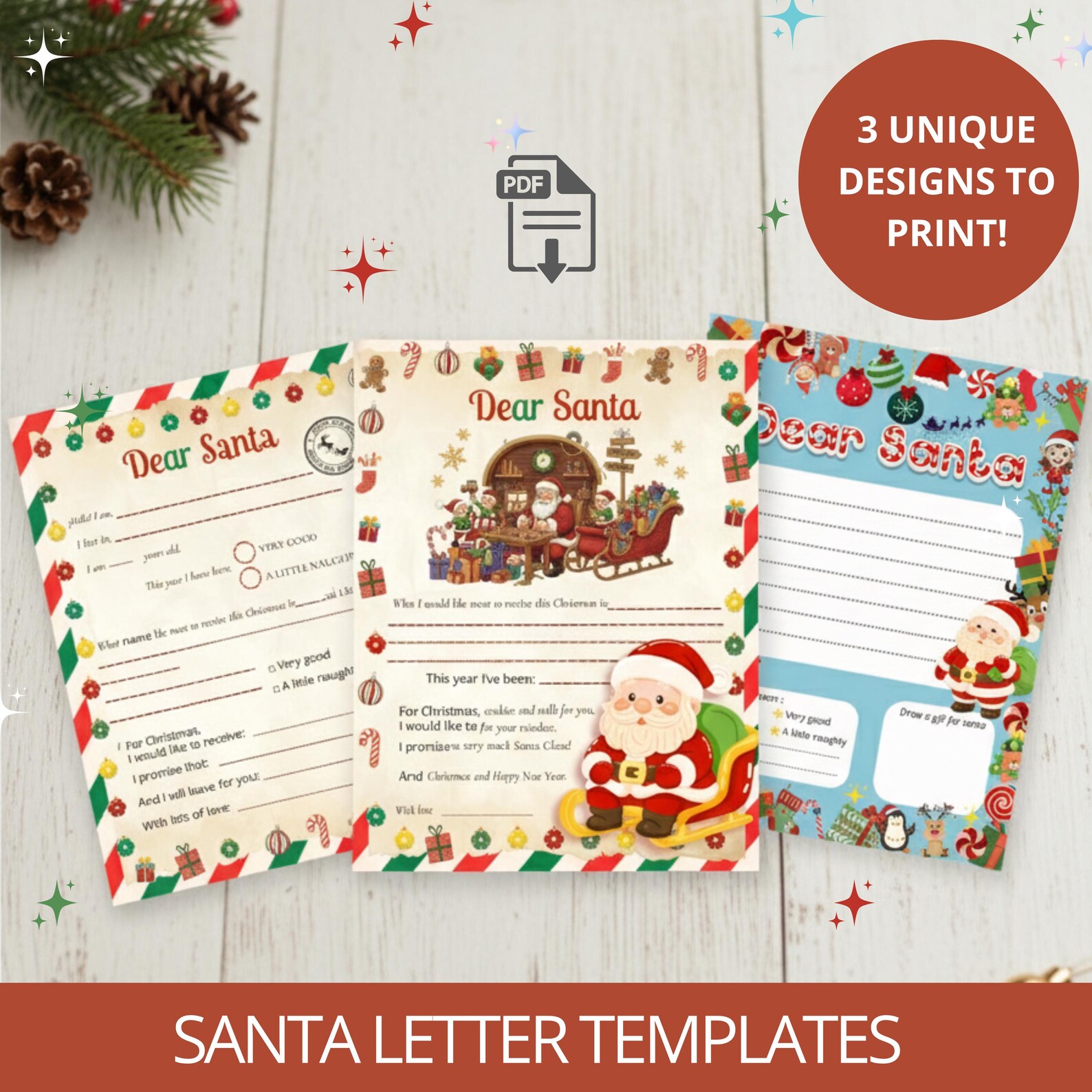 Printable Christmas Kit – Santa Letter Templates, Advent Calendar, Gift ...