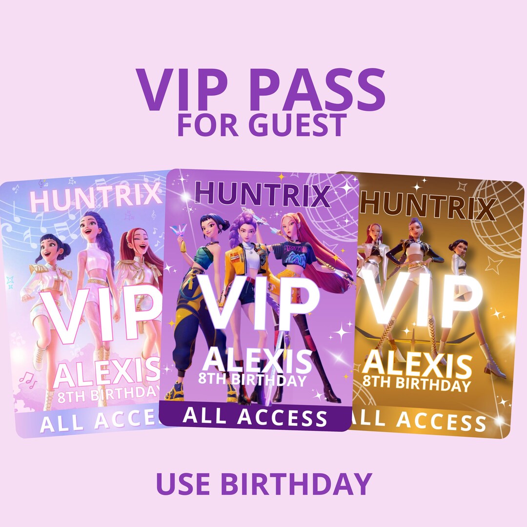 Kpop Demon Hunters VIP Party Pass & Cupcake Toppers | Editable Digital ...