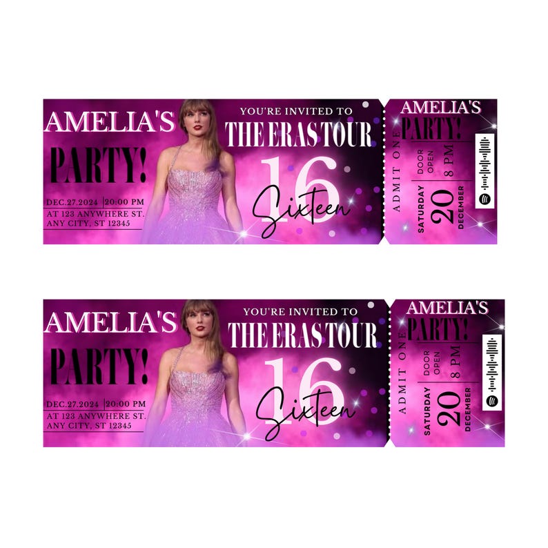 Taylor Swift Invitations, Swifties Sweet Birthday, Editable Template, 2 ...