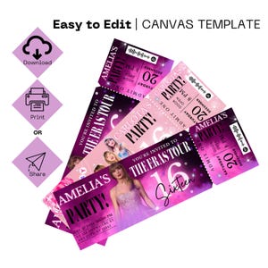 Taylor Swift Birthday Invitation | Editable Ticket Template | Swifties ...